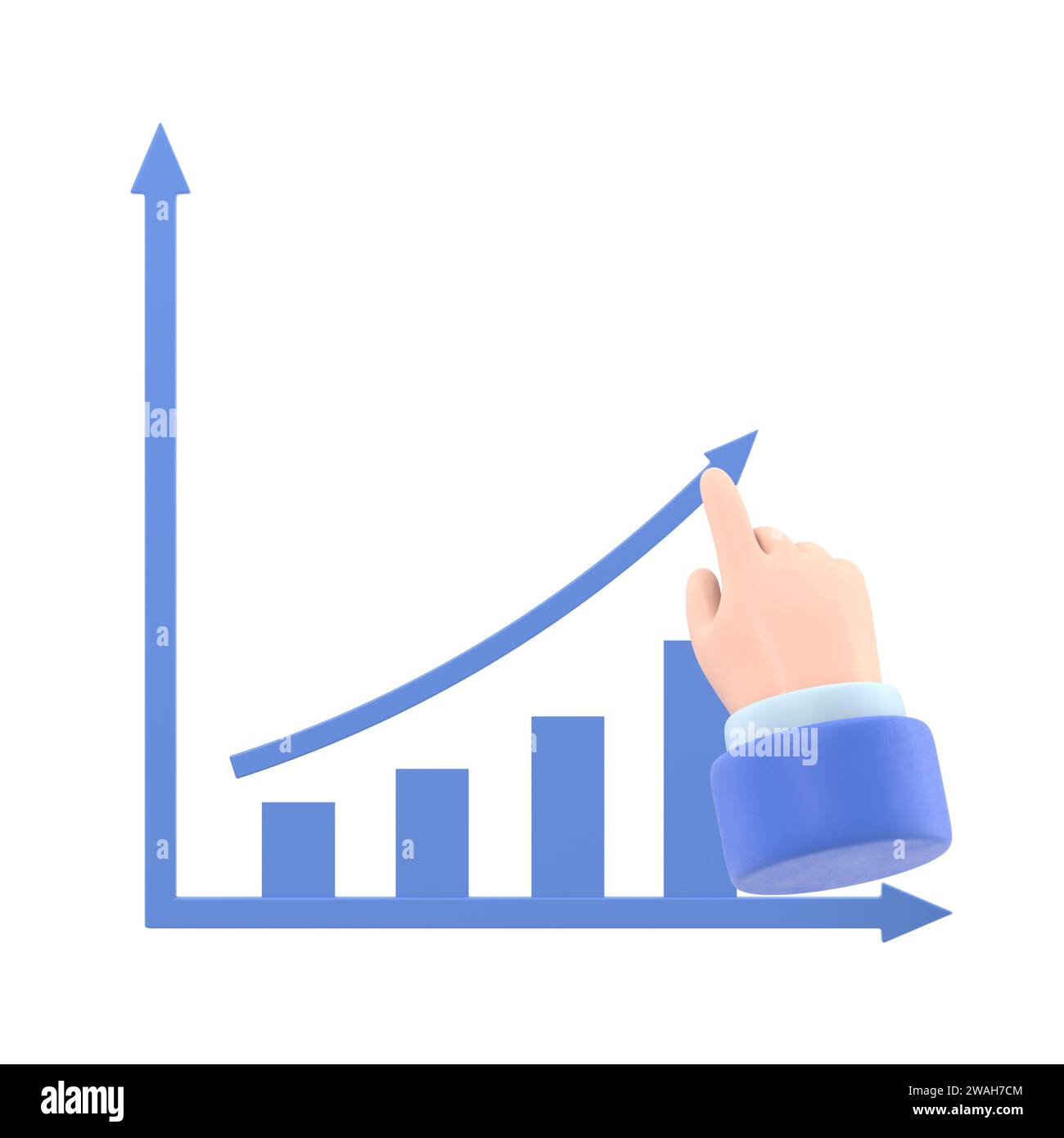Cartoon Gesture Icon Mockup.Growth graph concept. Businessman draws a ...