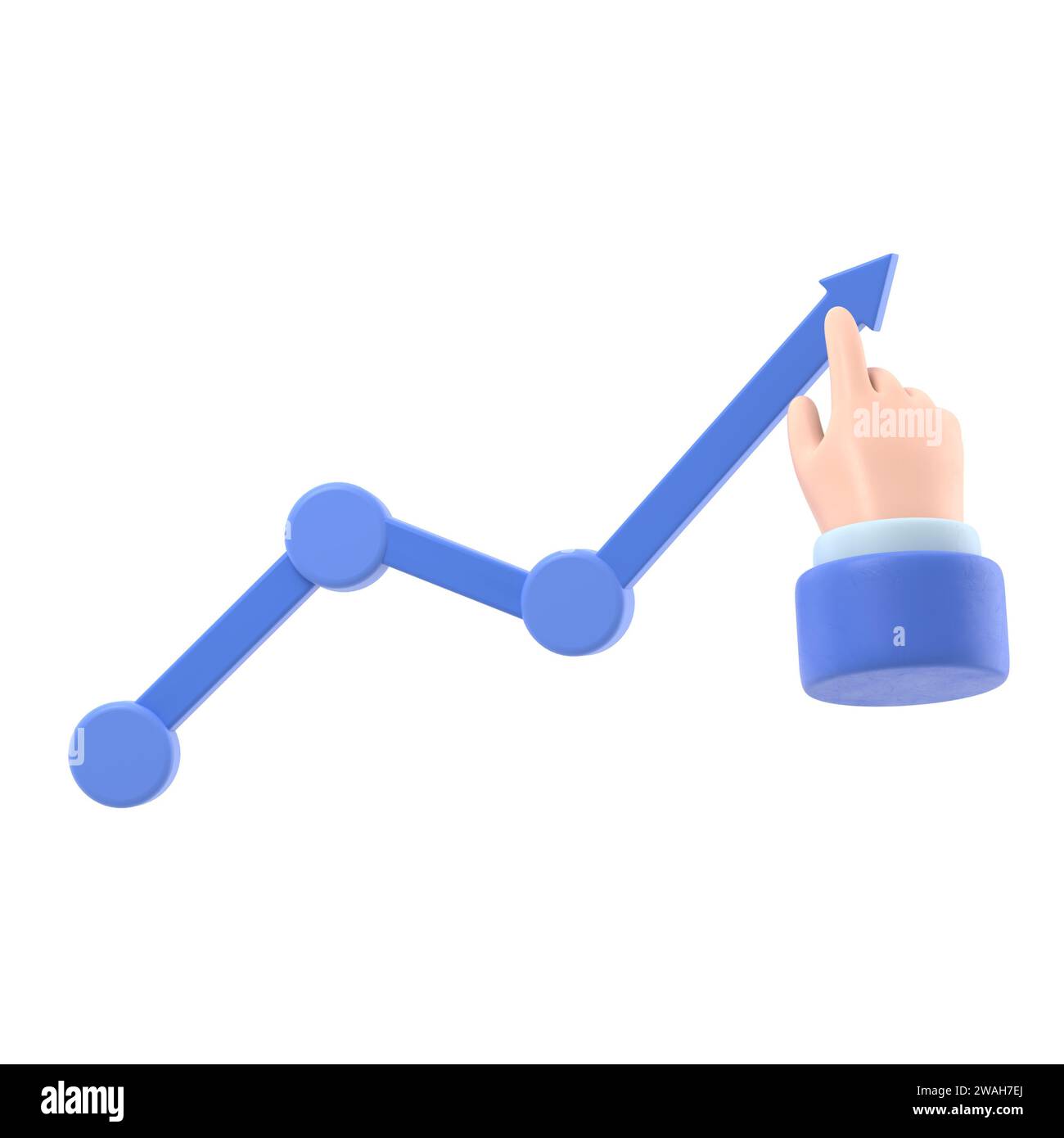 Increase sales. Diagram up. Businessman raises hand financial chart. 3d ...