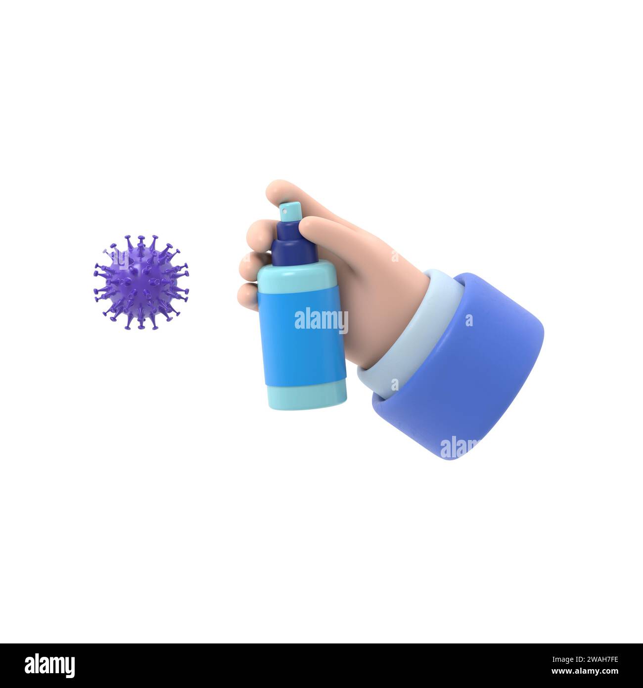 Man in gloves holds bottle of antiseptic spray. Antibacterial flask ...