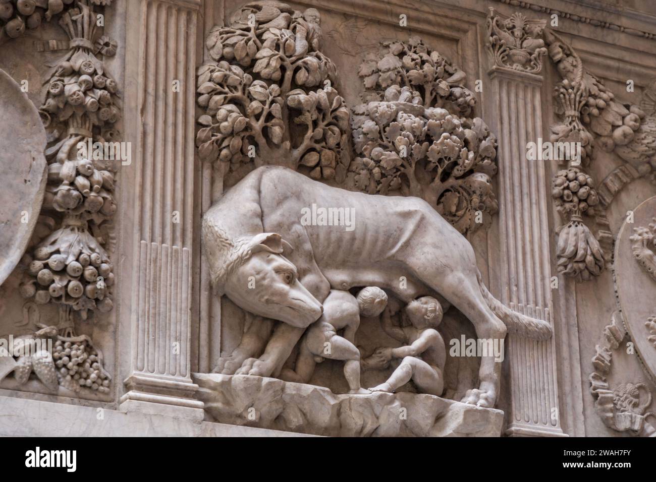 Siena, Italy - APR 7, 2022: The Capitoline Wolf sculpture depicting a ...
