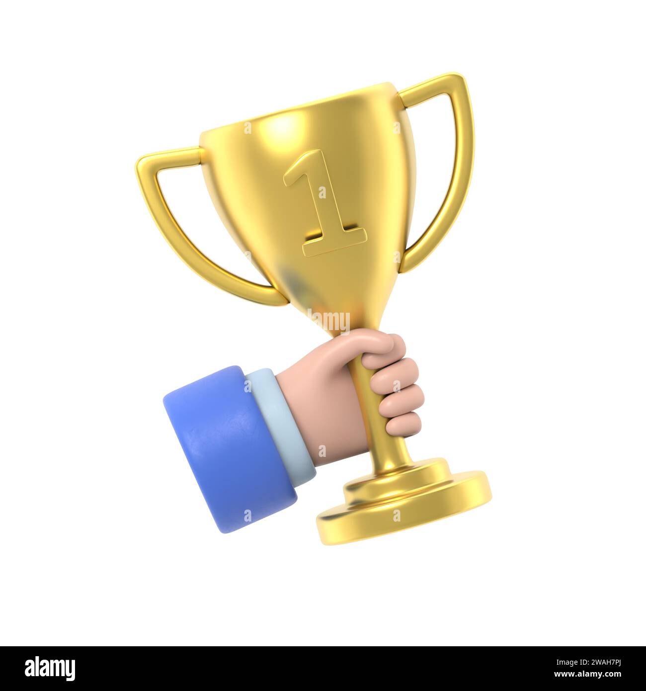 Stars awards hold in hand winner. Golden trophy. 3d illustration flat ...