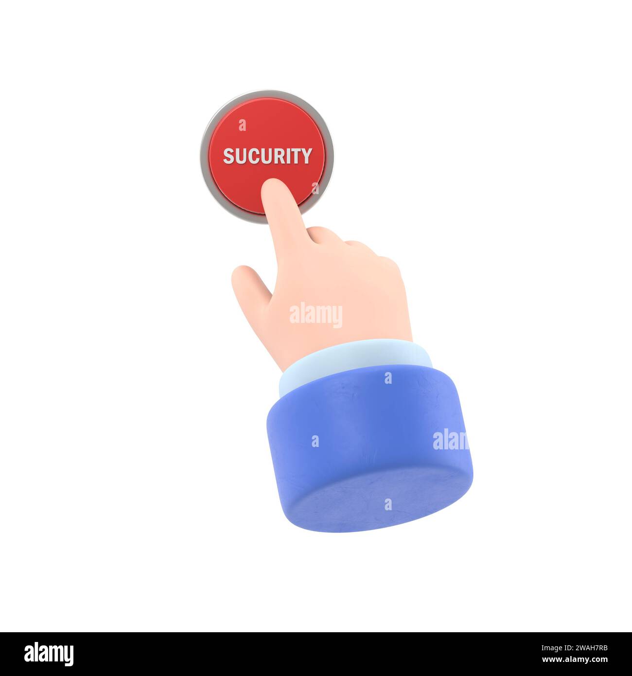 Security button. Hand pressing red button. Push finger. 3d illustration ... Security button. Hand pressing red button. Push finger. 3d illustration ...