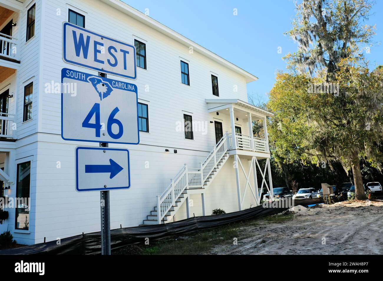 South Carolina Highway 46 sign in Bluffton, South Carolina; a local ...