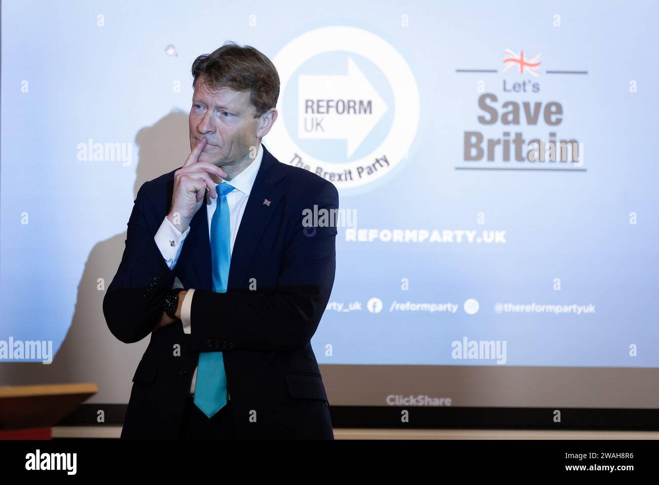 London, UK. 03rd Jan, 2024. Leader of Reform UK Richard Tice seen ...
