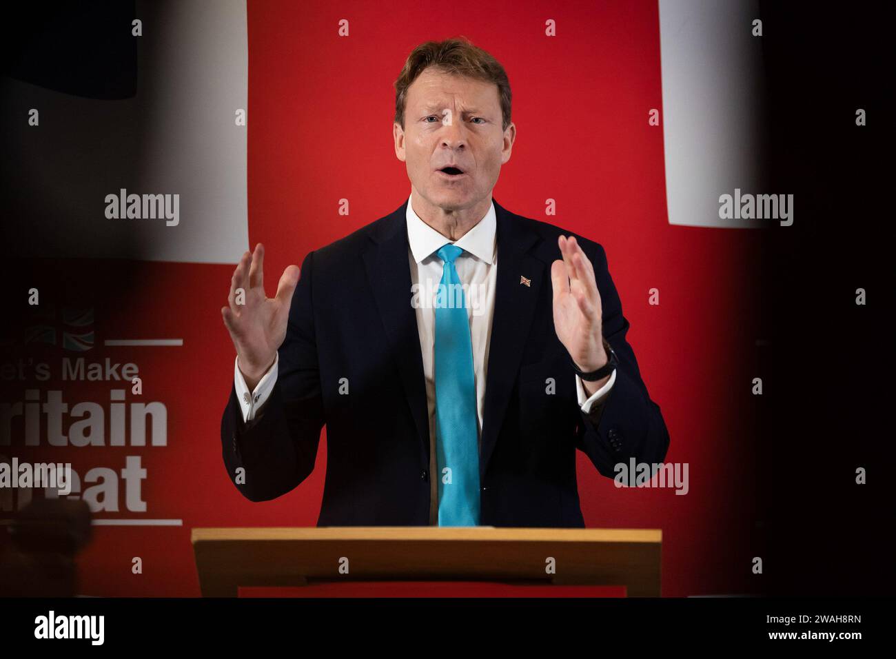 London, UK. 03rd Jan, 2024. Leader of Reform UK Richard Tice speaks ...