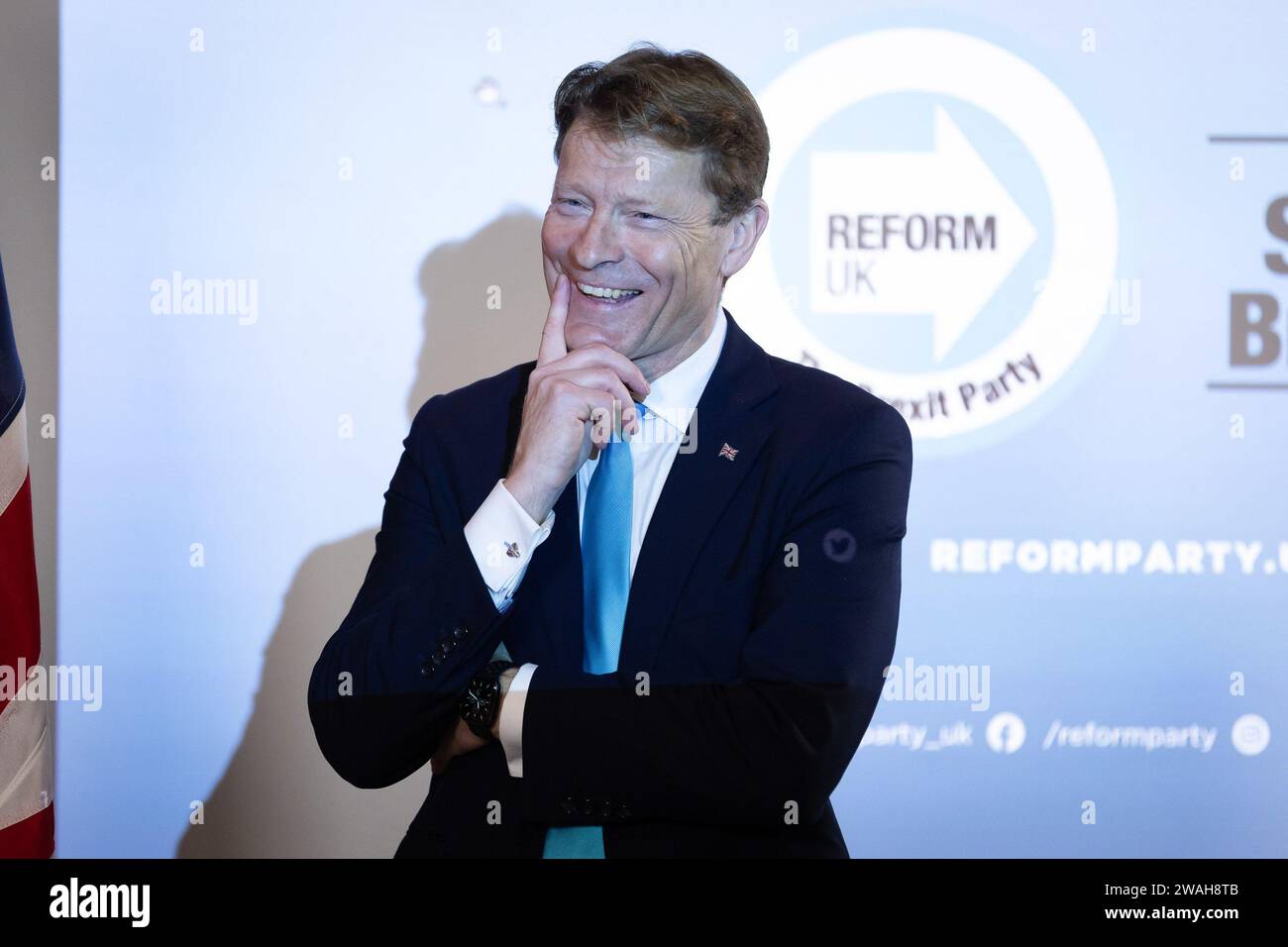 London, UK. 03rd Jan, 2024. Leader of Reform UK Richard Tice seen ...