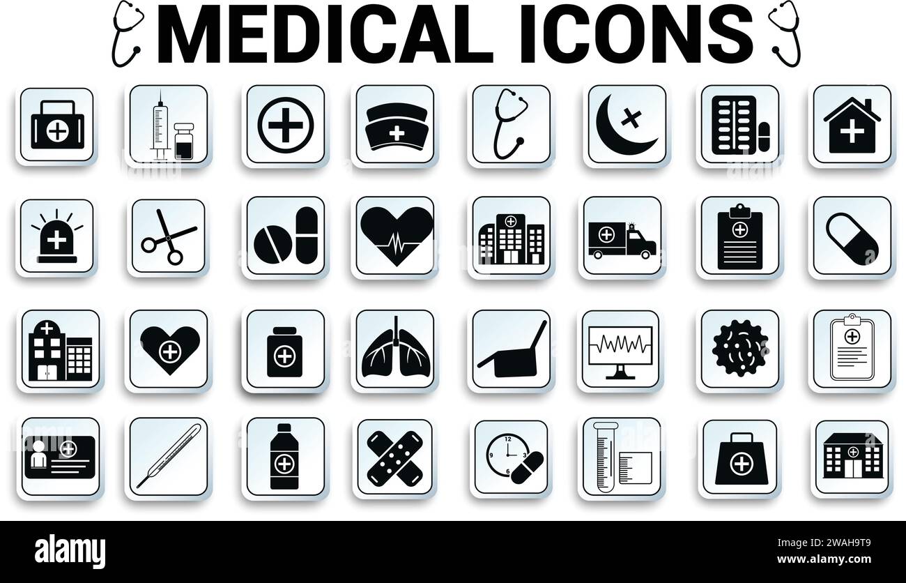 Medical icon set Images vector design. Solid vector icons collection ...