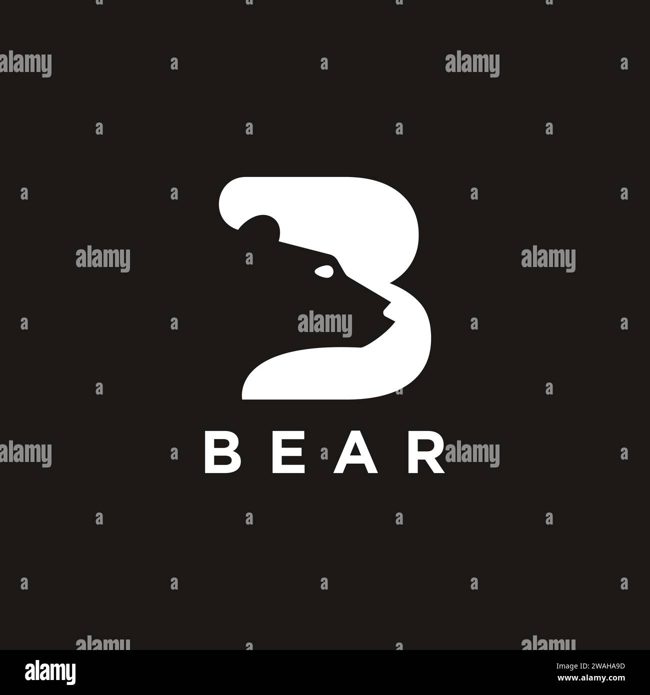 Letter B for bear logo icon vector template on black background Stock ...