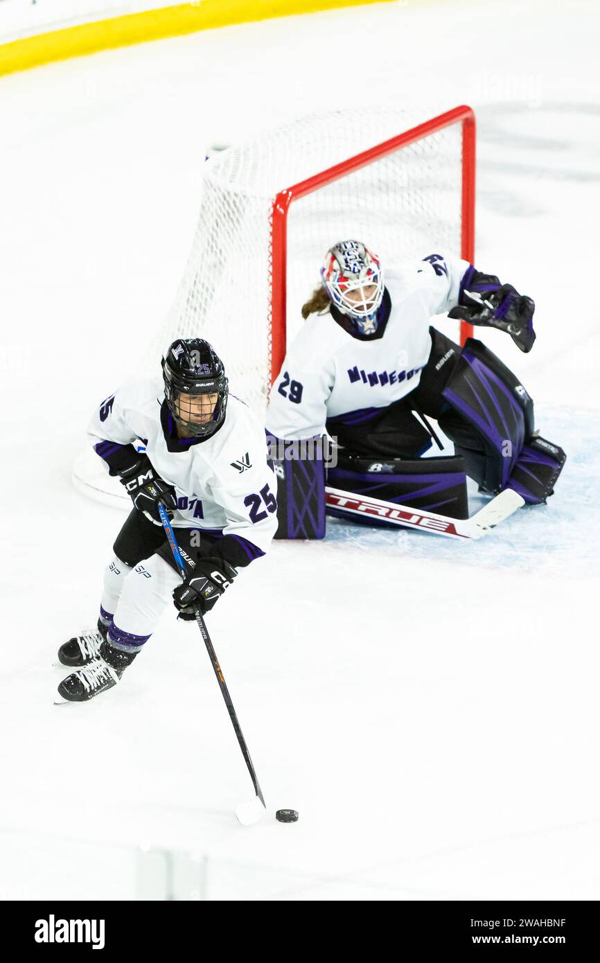 Tsongas Center. 3rd Jan, 2024. Massachusetts, USA; Minnesota defender ...