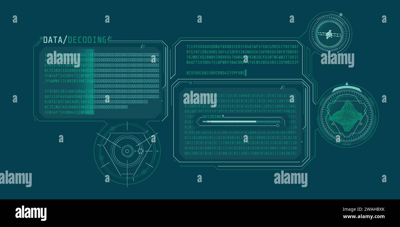 Interface For Decoding Satellite Data About An Object Stock Vector