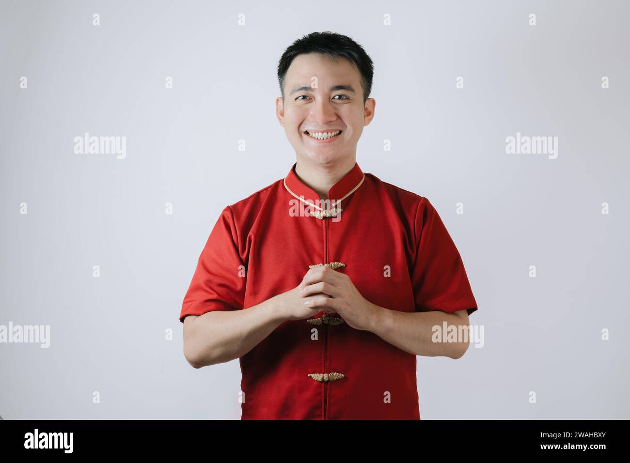 Smile face of Asian man wearing Chinese traditional cloth called ...