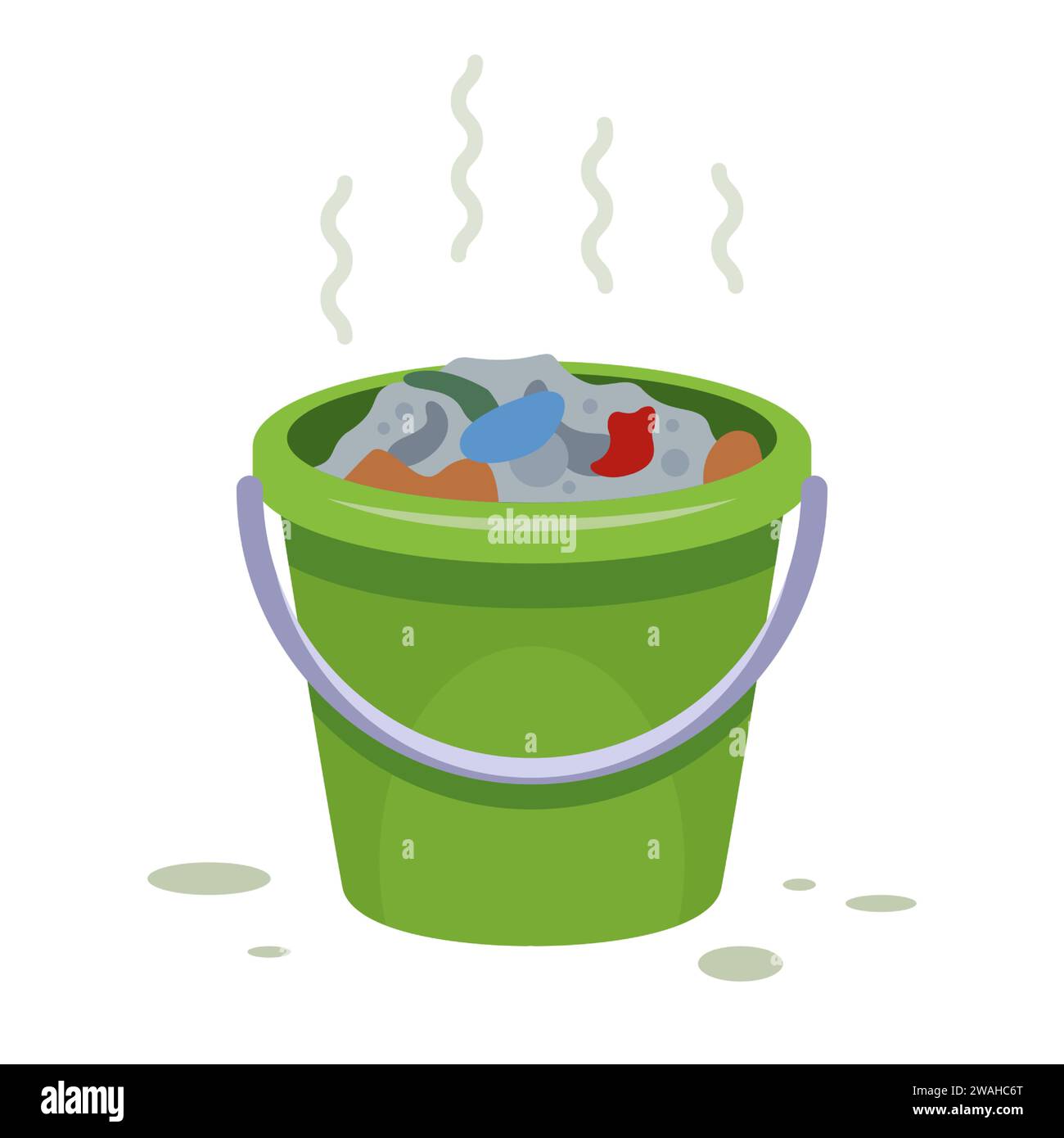 green bin with garbage. flat vector illustration Stock Vector Image ...