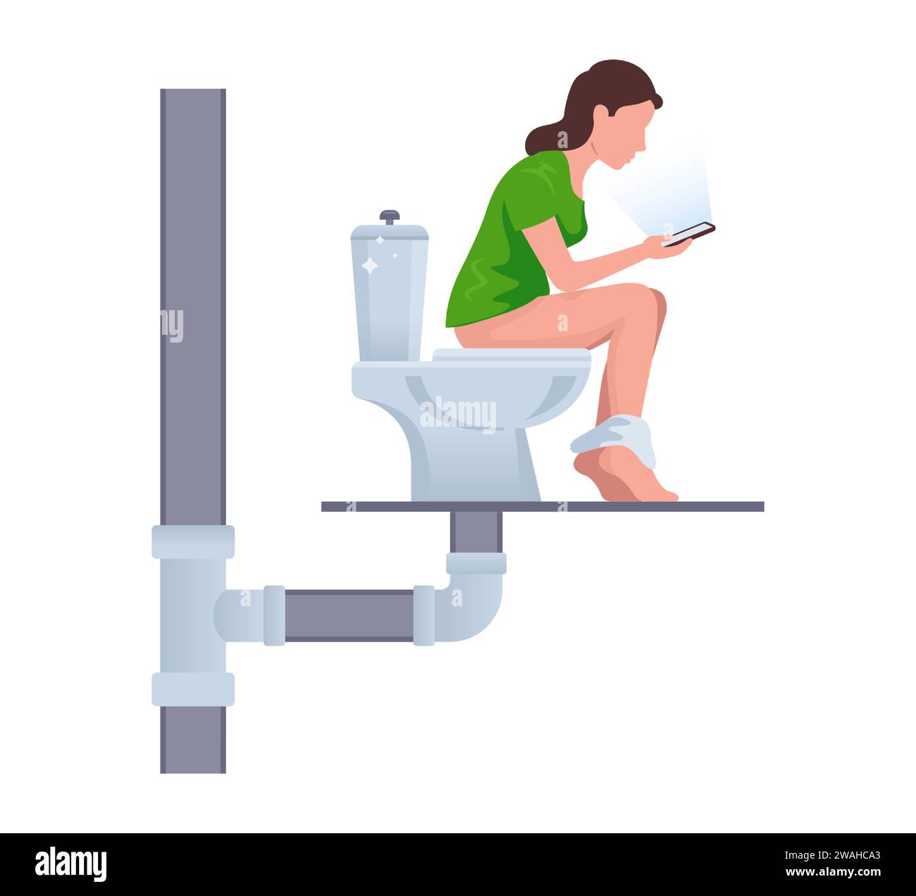 toilet sewer. draining waste through pipes. flat vector illustration ...