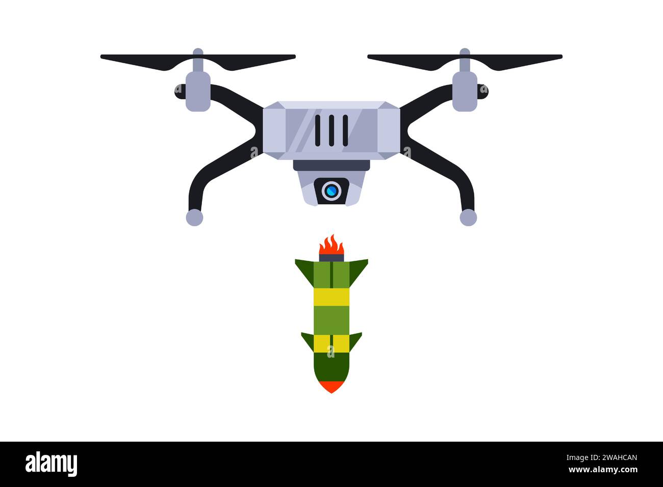 military drone drops ammunition. flat vector illustration Stock Vector ...
