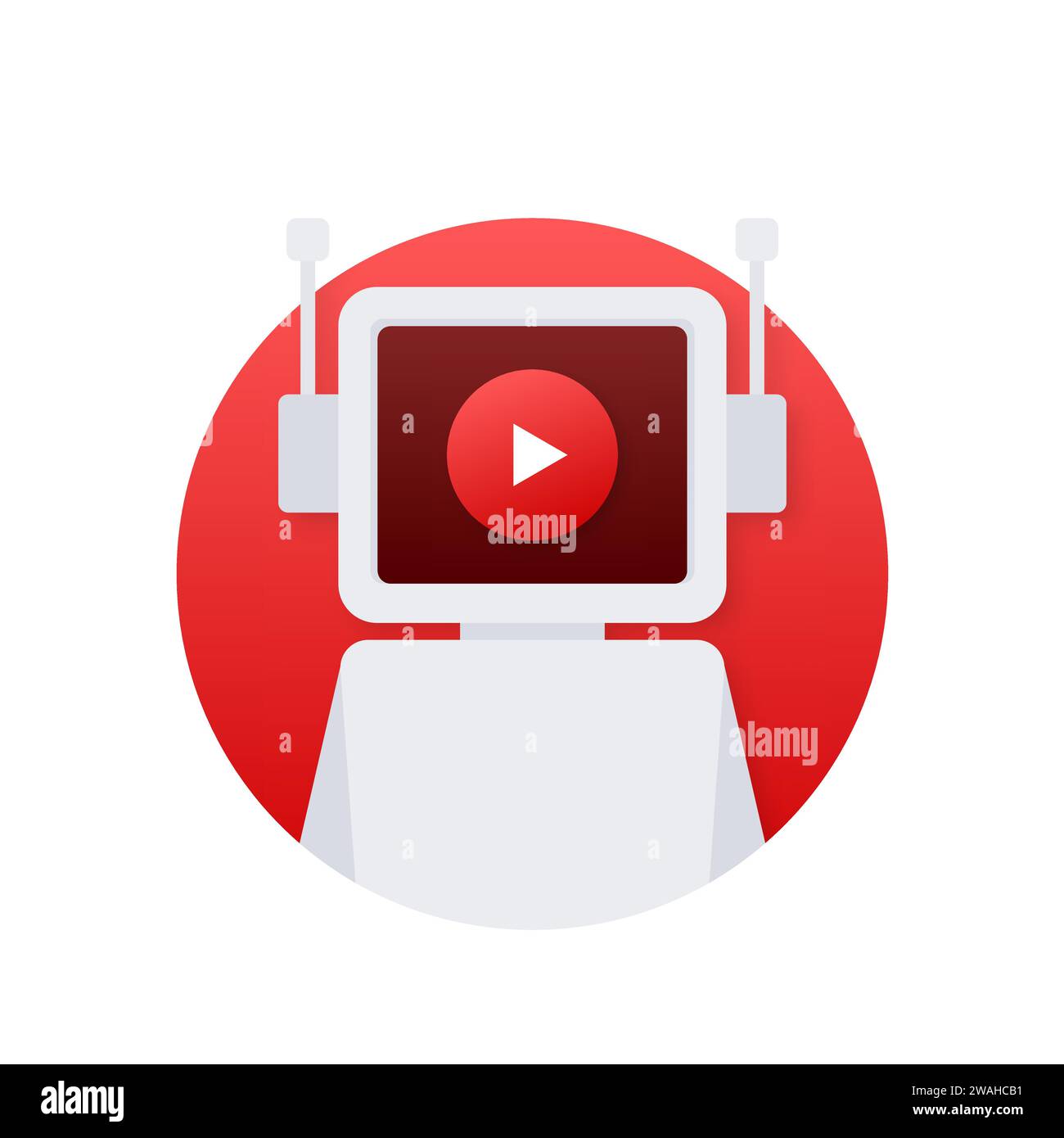 Modern Robot with Video Play Icon, Artificial Intelligence Multimedia ...