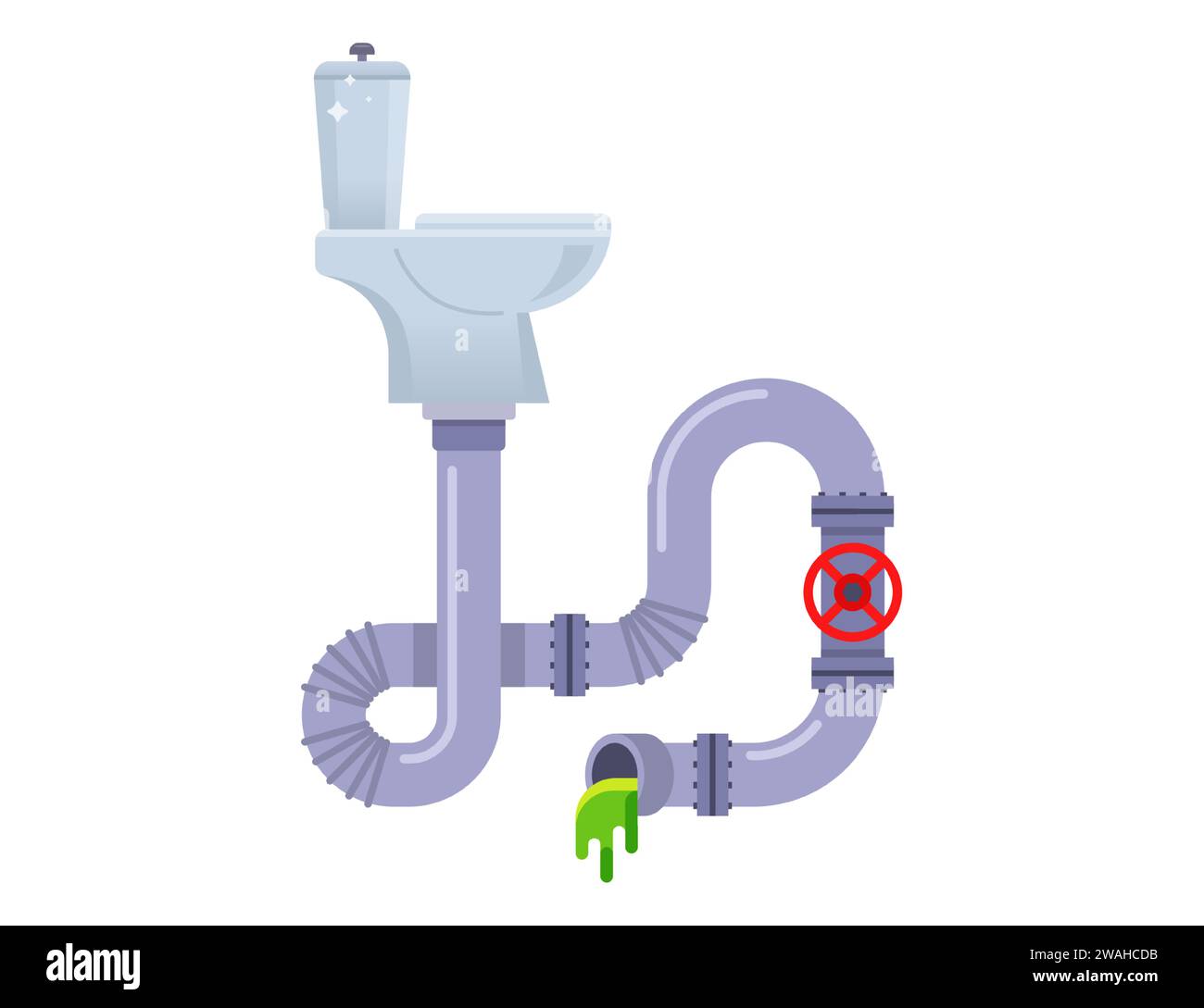 toilet sewer. draining waste through pipes. flat vector illustration ...