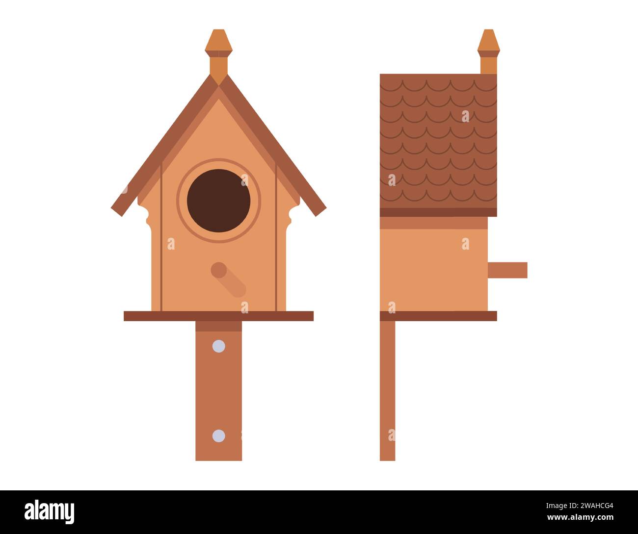 wooden birdhouse from different sides. flat vector illustration Stock ...