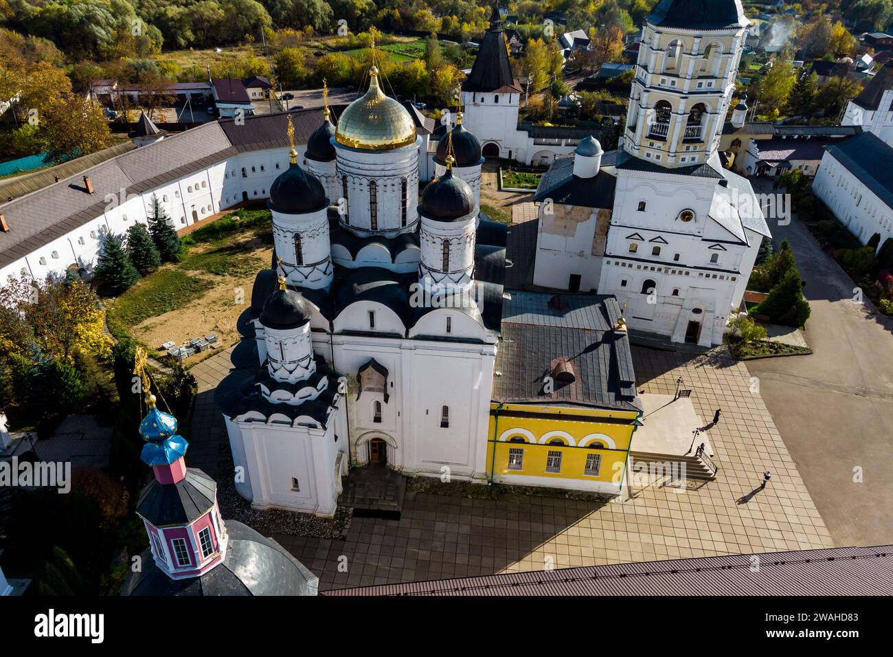 Paphnutius-Borovsky Orthodox monastery, an aerial view of buildings and ...