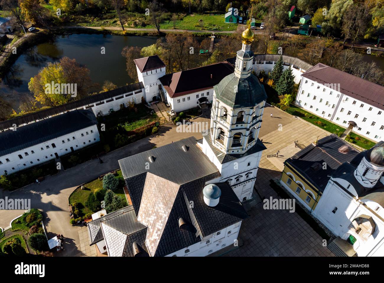 Paphnutius-Borovsky Orthodox monastery, an aerial view of buildings and ...