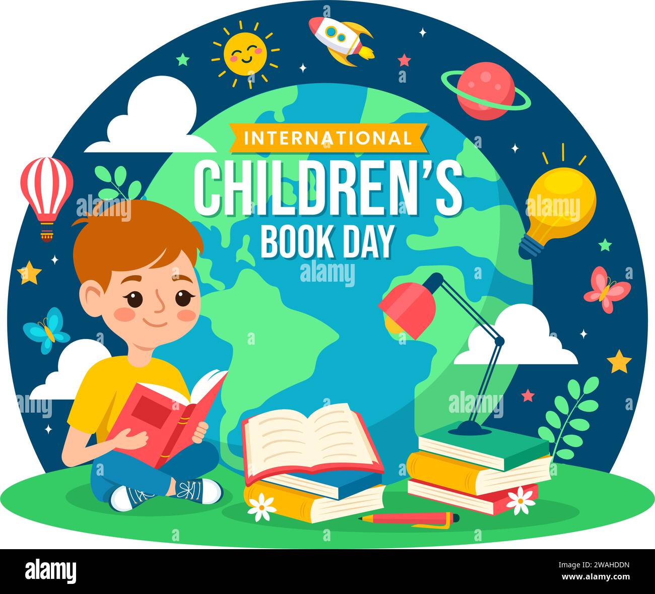 International Children's Book Day Vector Illustration on 2 April with ...