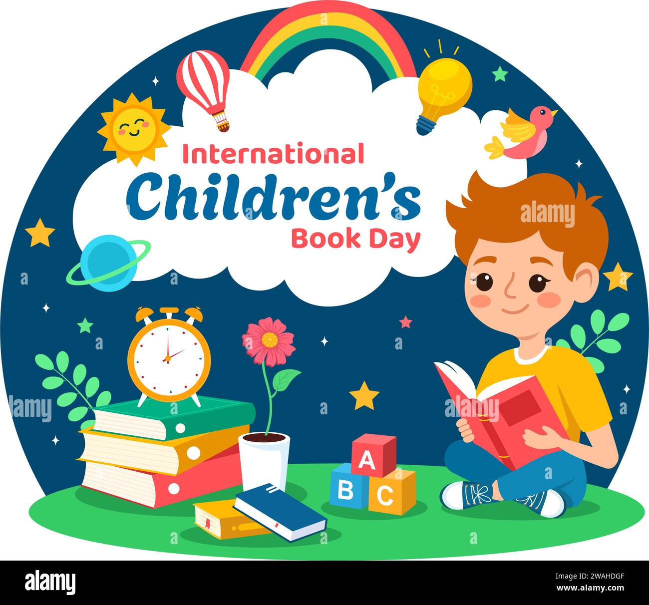 International Children's Book Day Vector Illustration on 2 April with ...