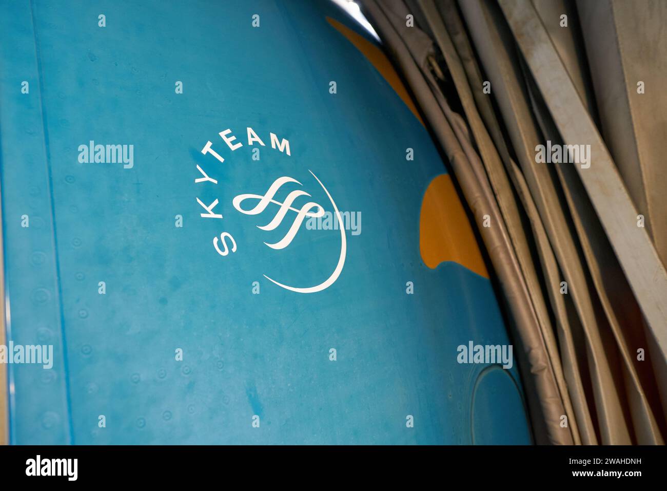 KUALA LUMPUR, MALAYSIA - MARCH 24, 2023: close up shot of SkyTeam sign ...