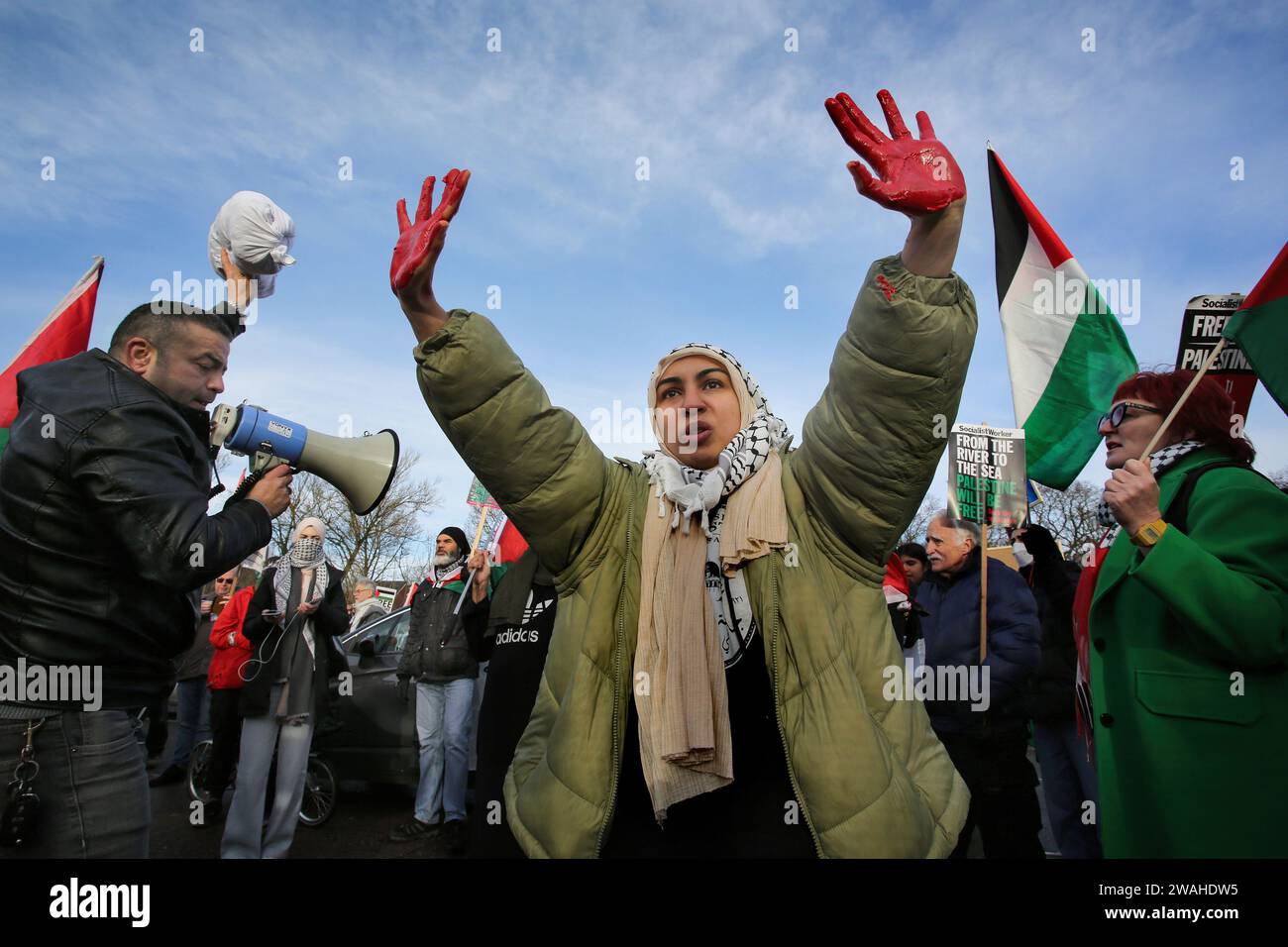 Blood on hands demo hi-res stock photography and images - Alamy