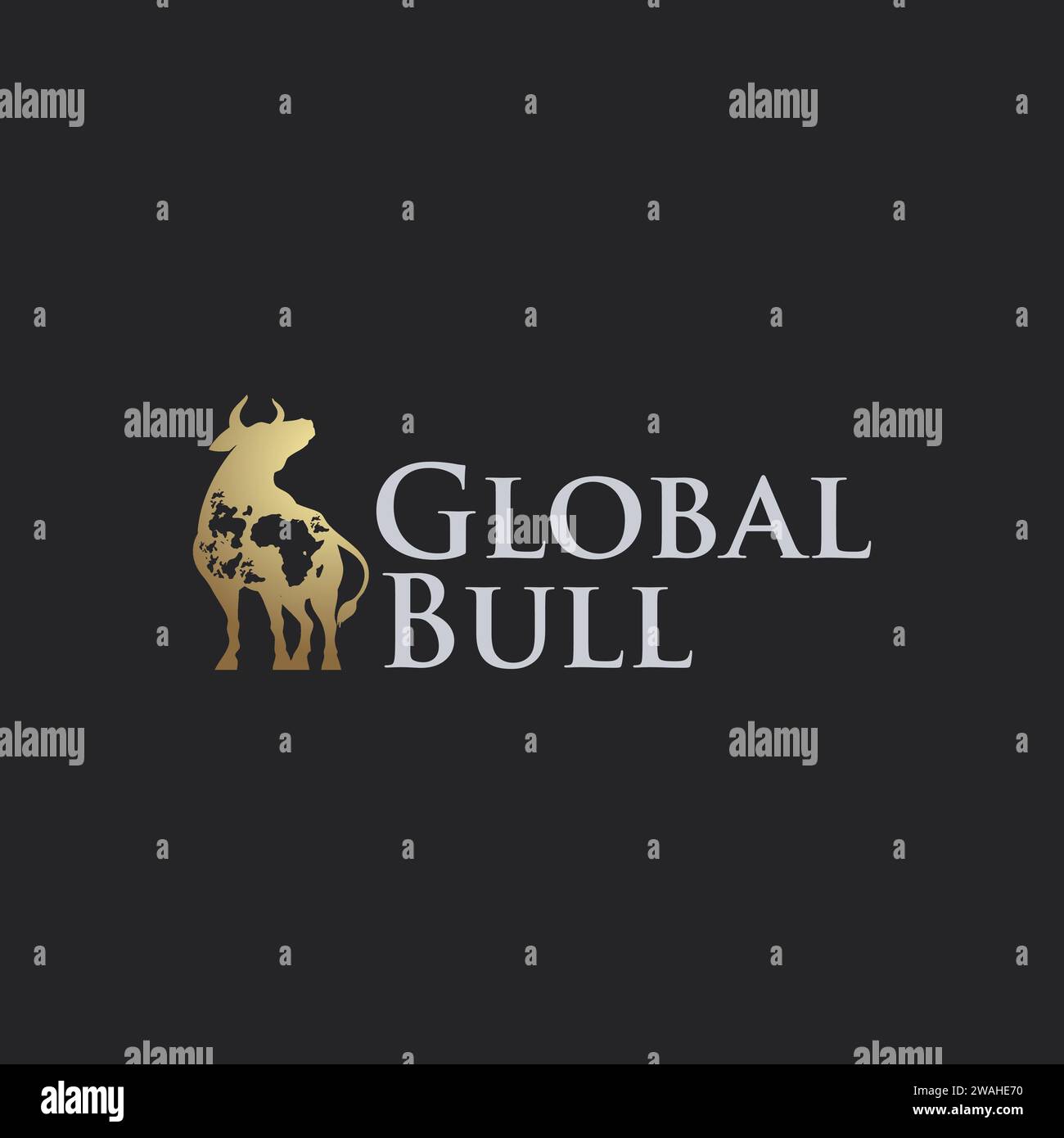 Simple powerful bull cow logo icon vector on black background with ...