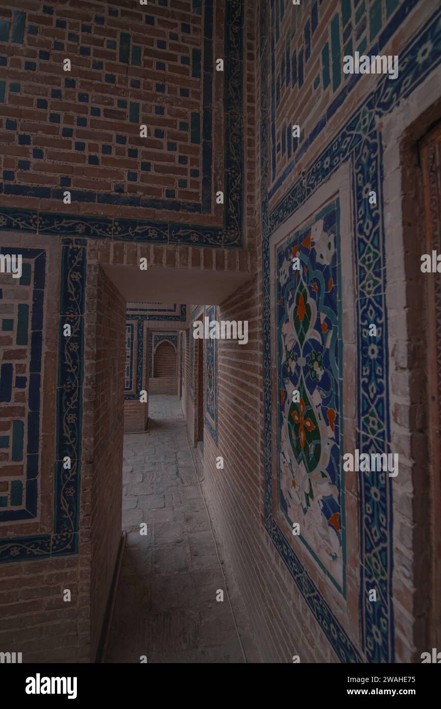 Samarkand Registan, Uzbekistan, Old light blue mosaics in Samarkand ...