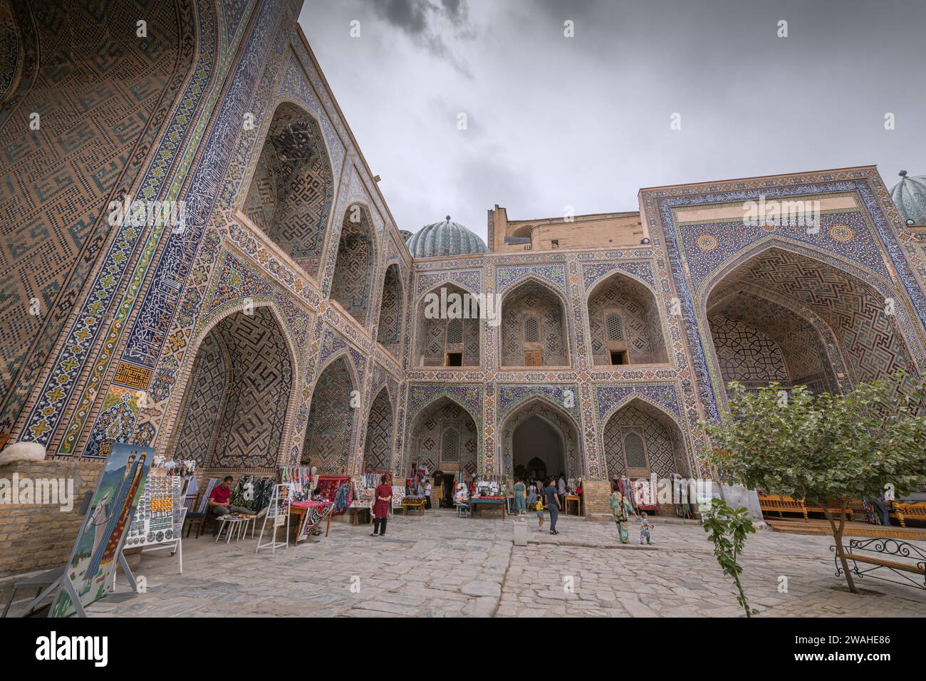 JUNE 23, 2023, SAMARQAND, UZBEKISTAN: Colorful exterior of tilya-kori ...