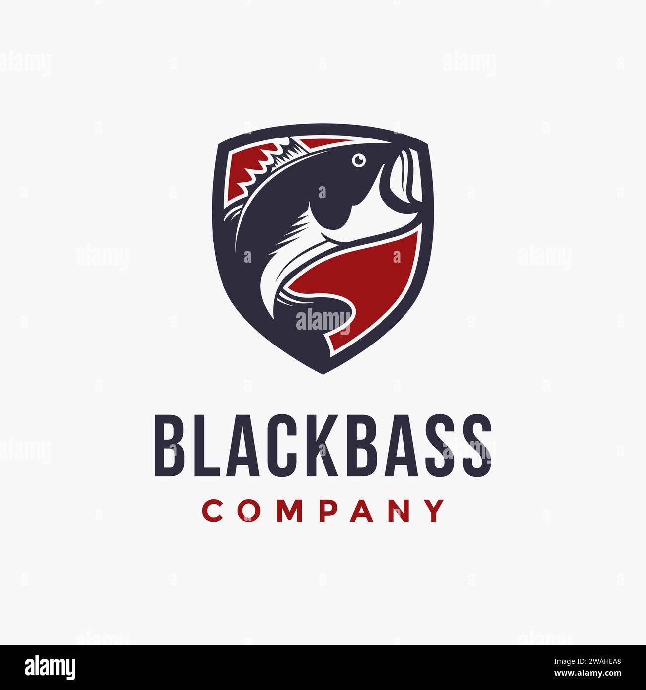 Shield and blackbass fish logo icon vector icon template on white ...