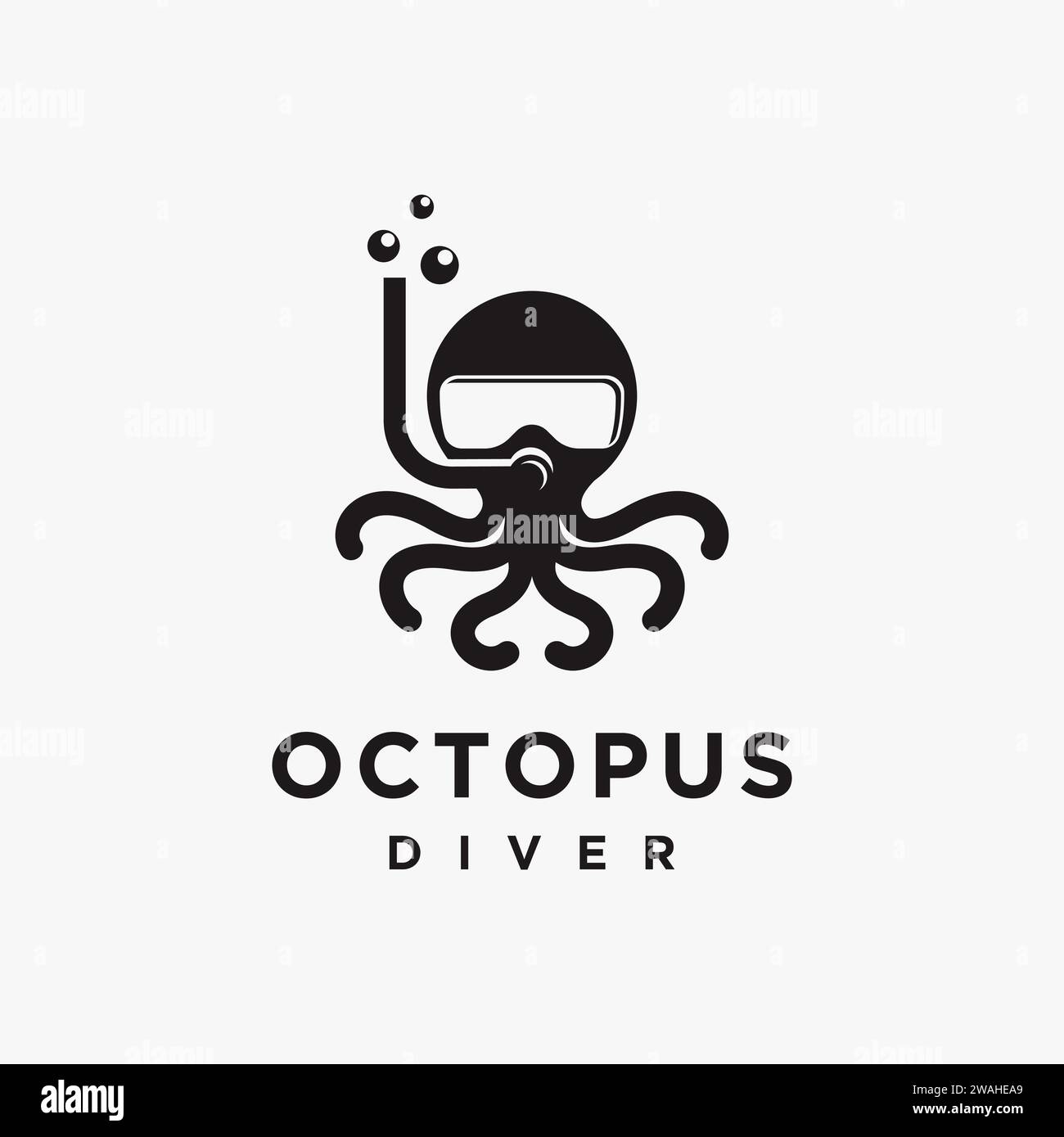 Simple fun Octopus diver logo icon vector template on white background ...