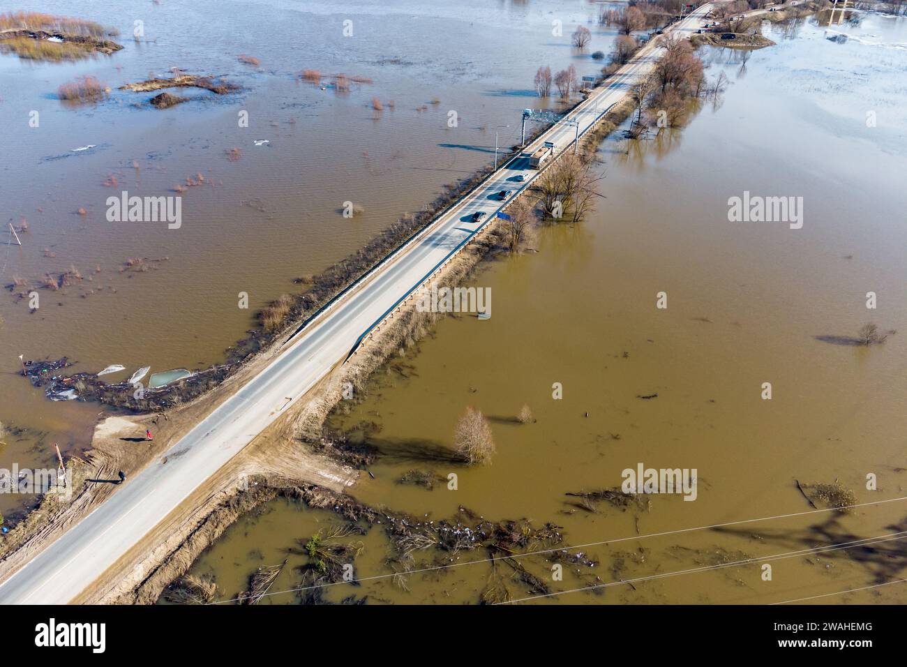 Aerial view flooded highway hi-res stock photography and images - Alamy
