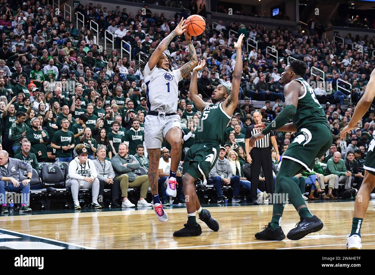 EAST LANSING, MI - JANUARY 04: Penn State Nittany Lions guard Ace ...