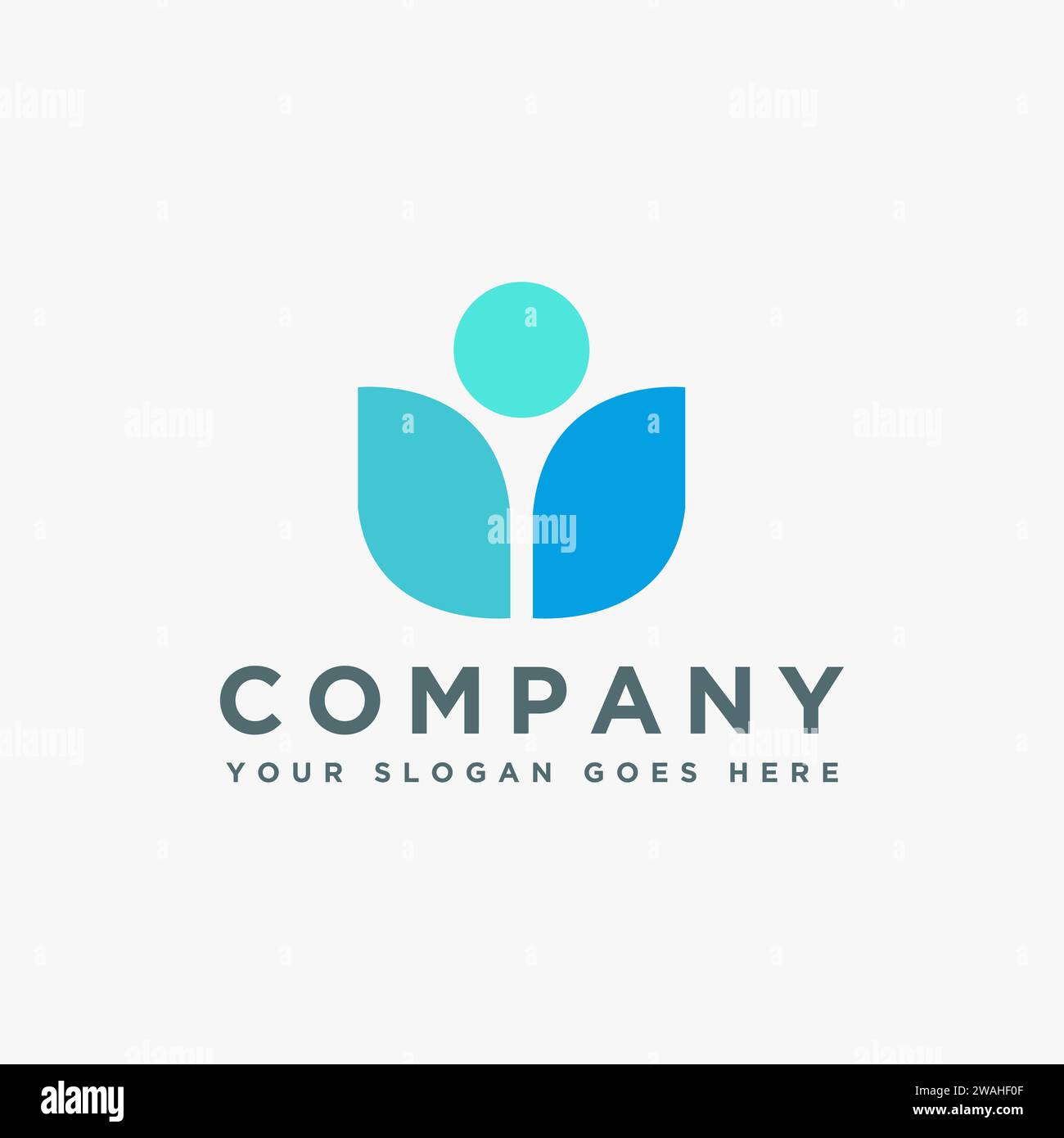 Modern abstract minimalist human leaf logo icon vector on white ...