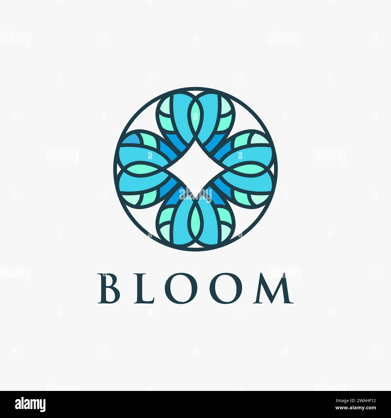 Abstract ethnic blossom flower logo icon vector template on white ...
