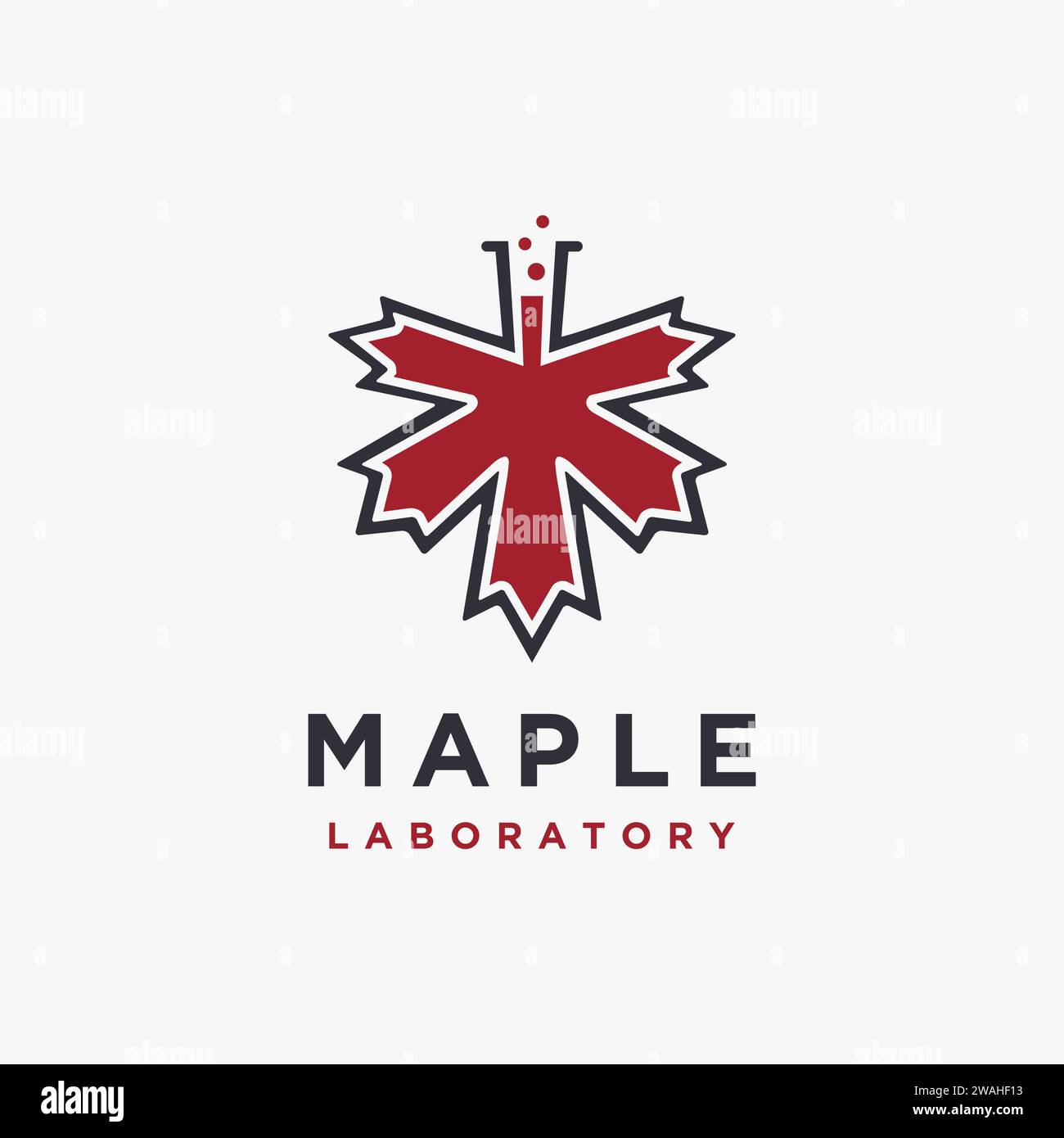 Maple and laboratory beaker logo icon vector template on white ...