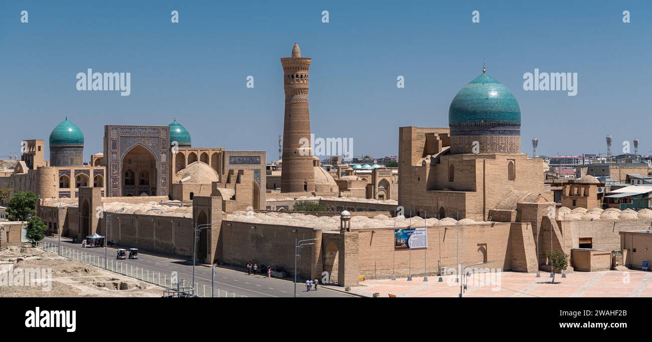 JUNE 27, 2023, BUKHARA, UZBEKISTAN: View over the Poi Kalon Mosque and ...