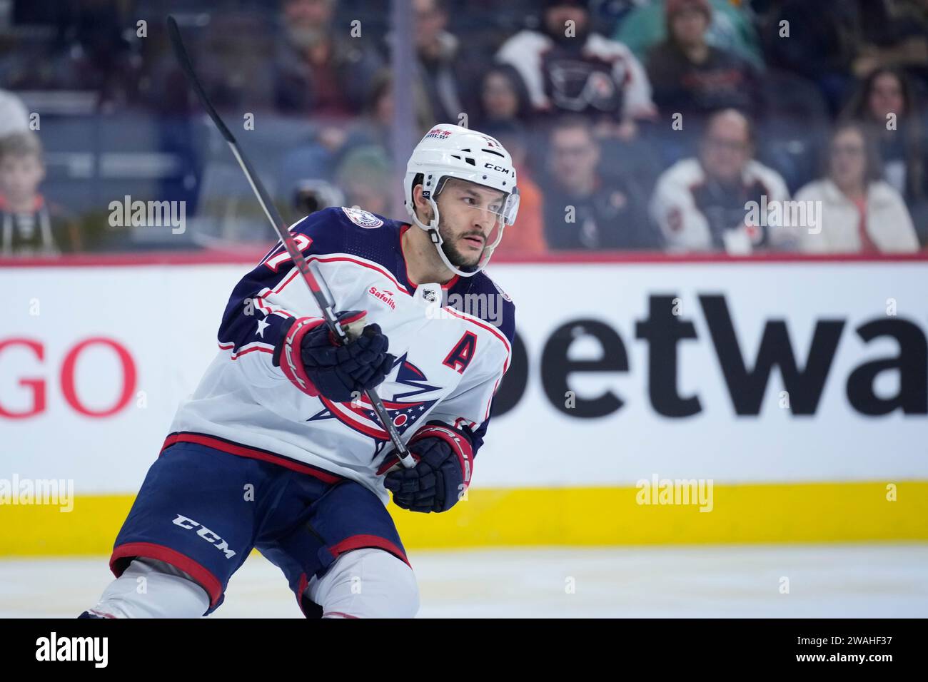 Columbus Blue Jackets' Justin Danforth plays during an NHL hockey game ...