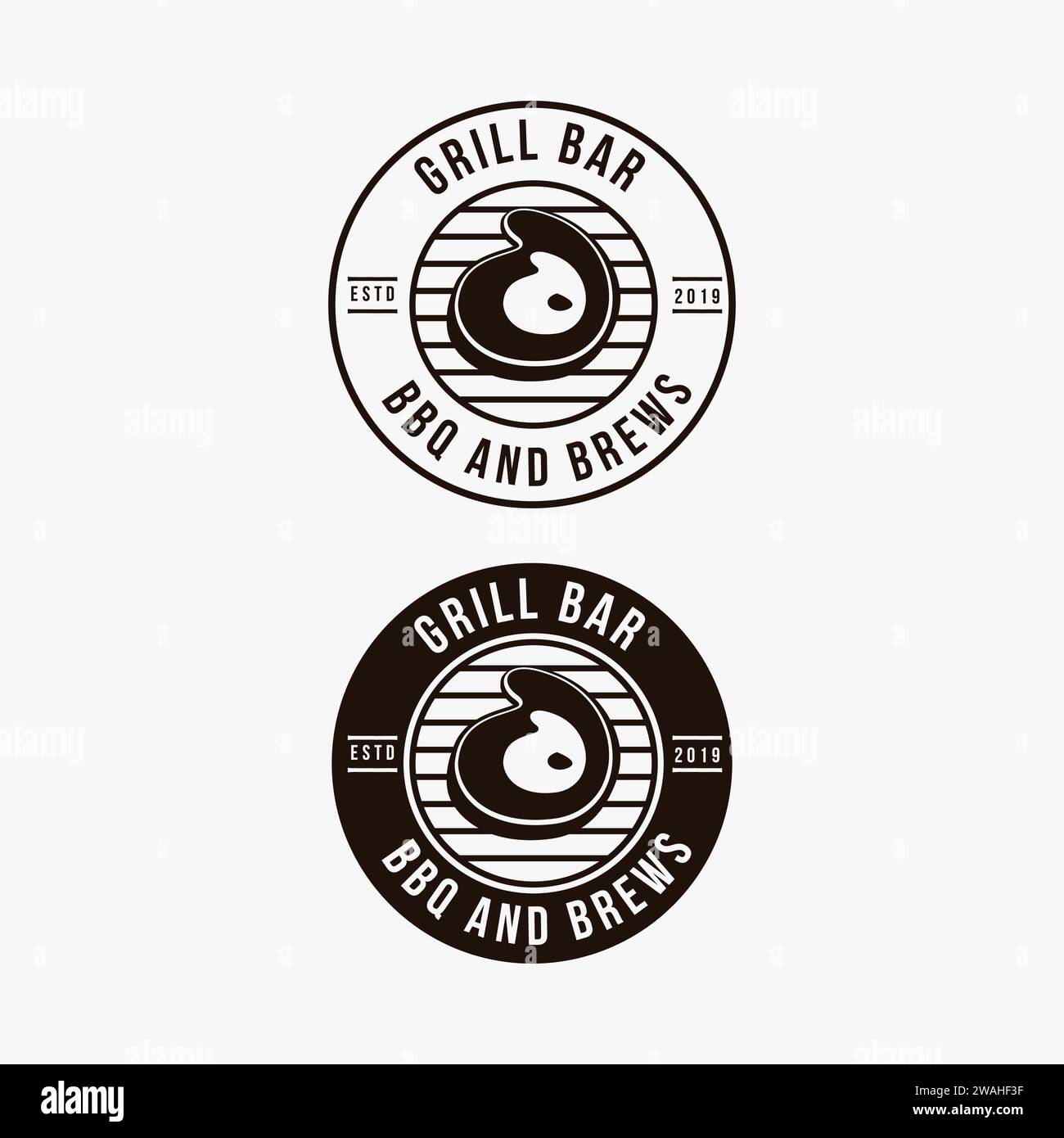 Grill pan bbq logo Stock Vector Images - Alamy