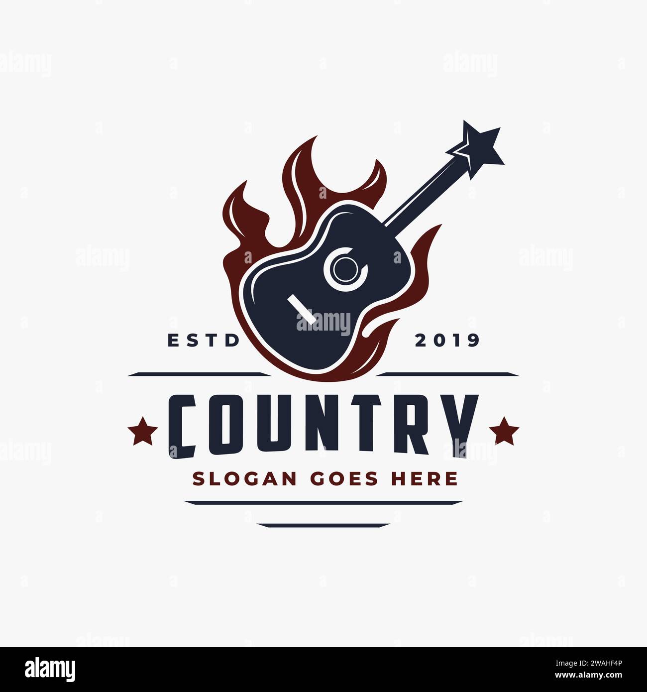 On fire guitar Country Music Western Vintage Retro Saloon Bar Cowboy ...