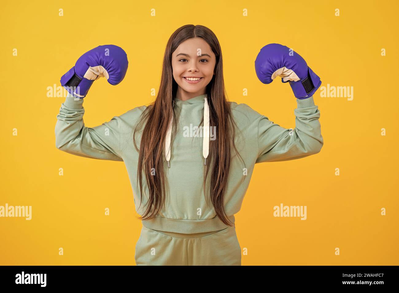 Teen boxer training with discipline. teen girl in boxing goves. boxing ...