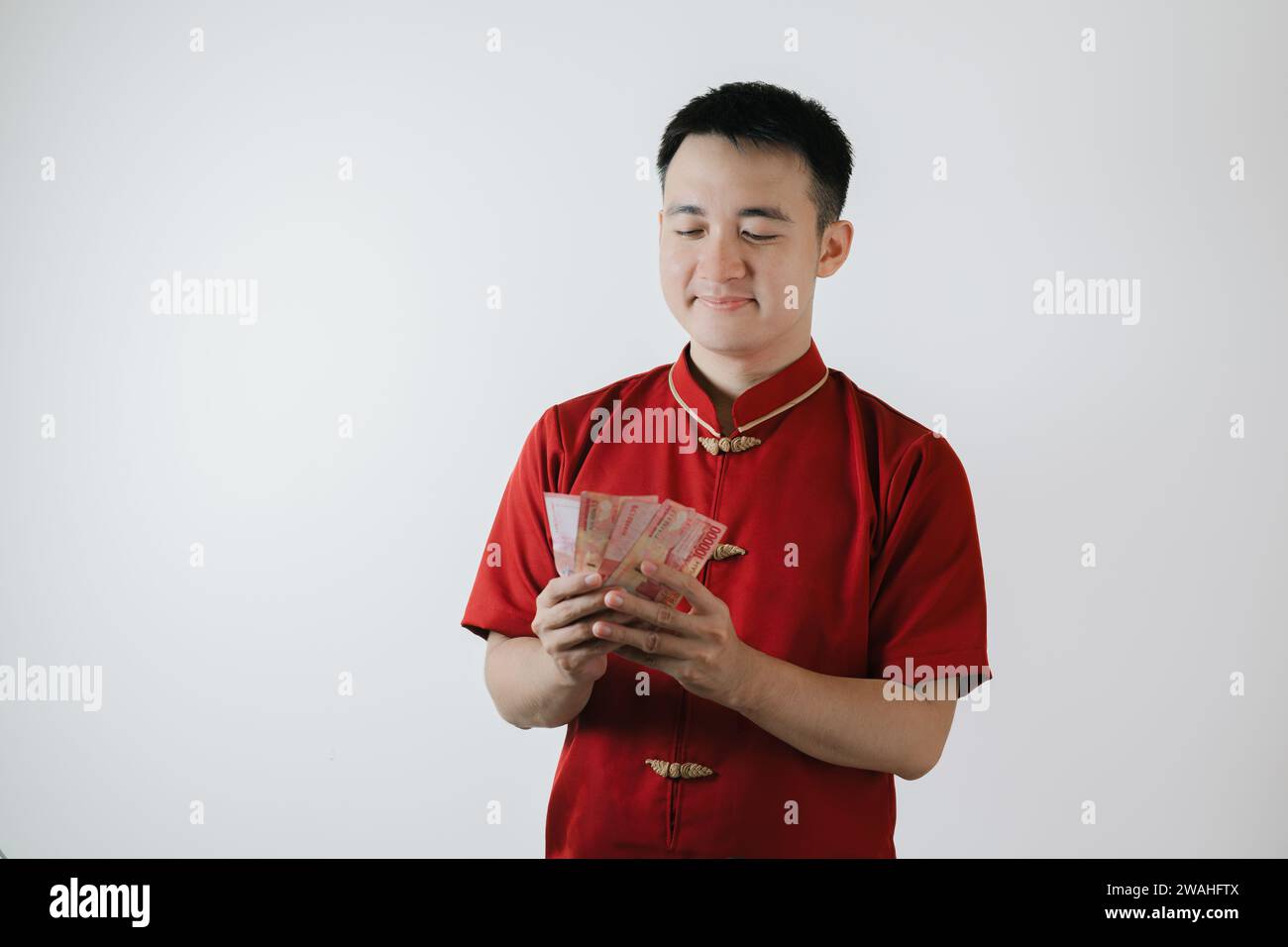 Smile face of Asian man wearing Cheongsam or Chinese traditional cloth ...