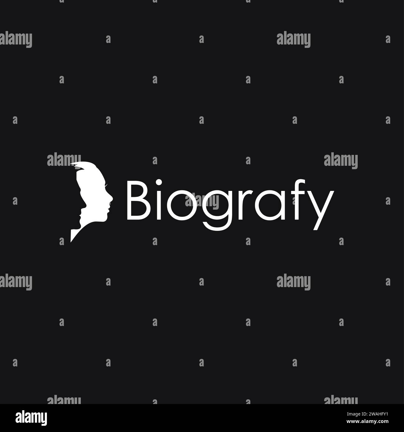 Biografy biography Logo Icon on black background, Head Vector Of Man ...