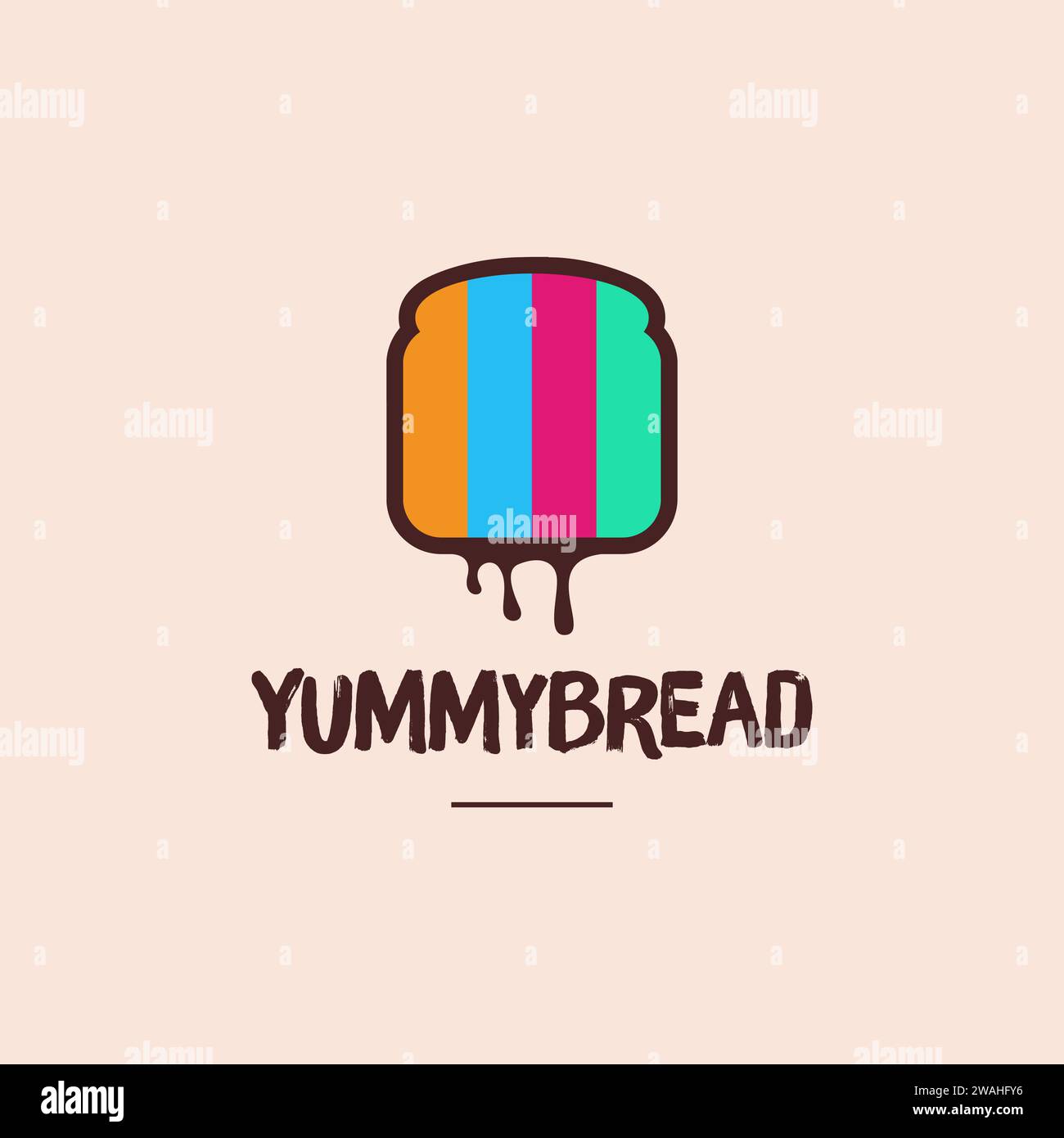 Colorful rainbow tasty bread logo icon vector template on light brown ...
