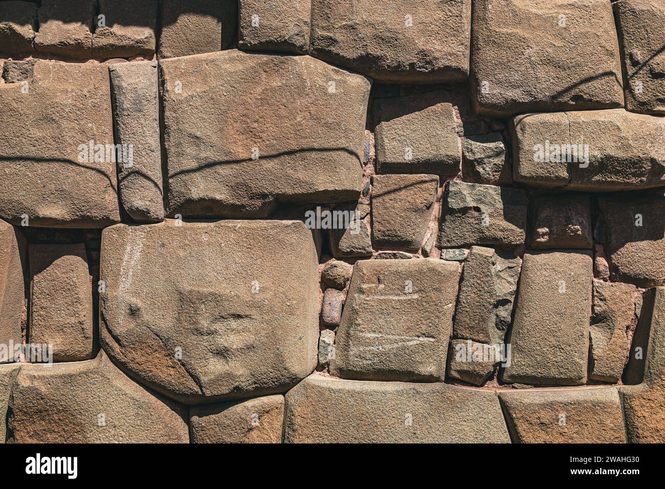 Cusco, Peru, Historical city center, stone wall details, INCA culture ...