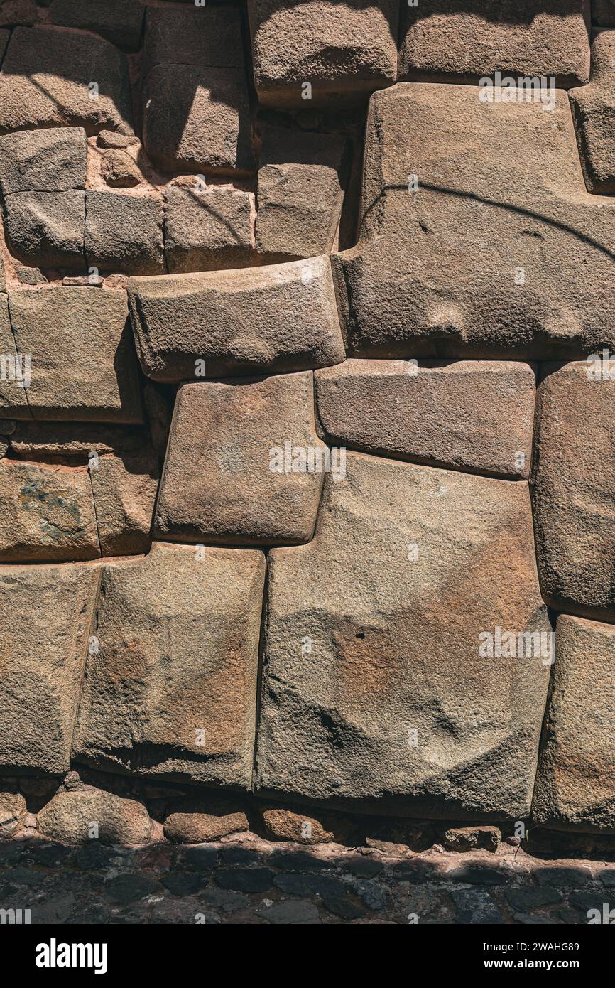 Cusco, Peru, Historical city center, stone wall details, INCA culture ...
