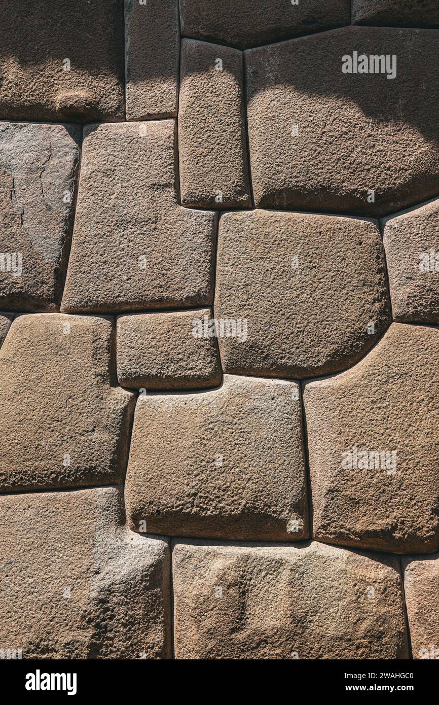 Cusco, Peru, Historical city center, stone wall details, INCA culture ...