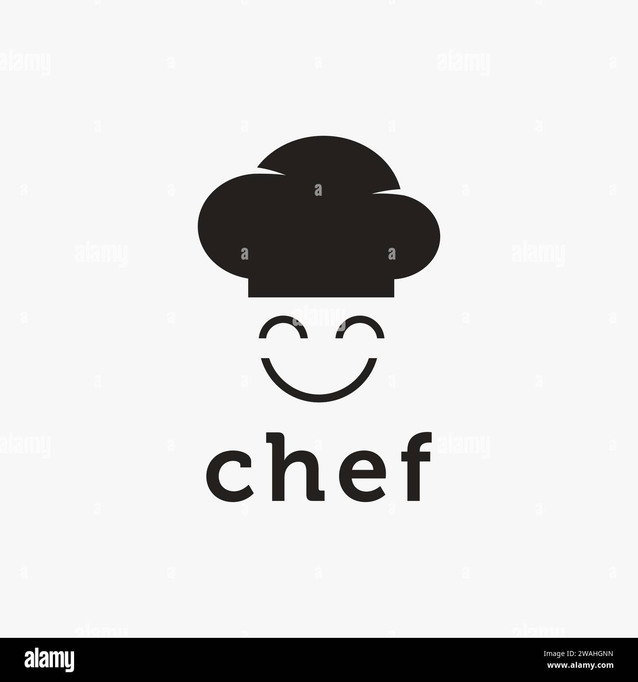Minimalist smiling chef logo icon vector template on white background ...