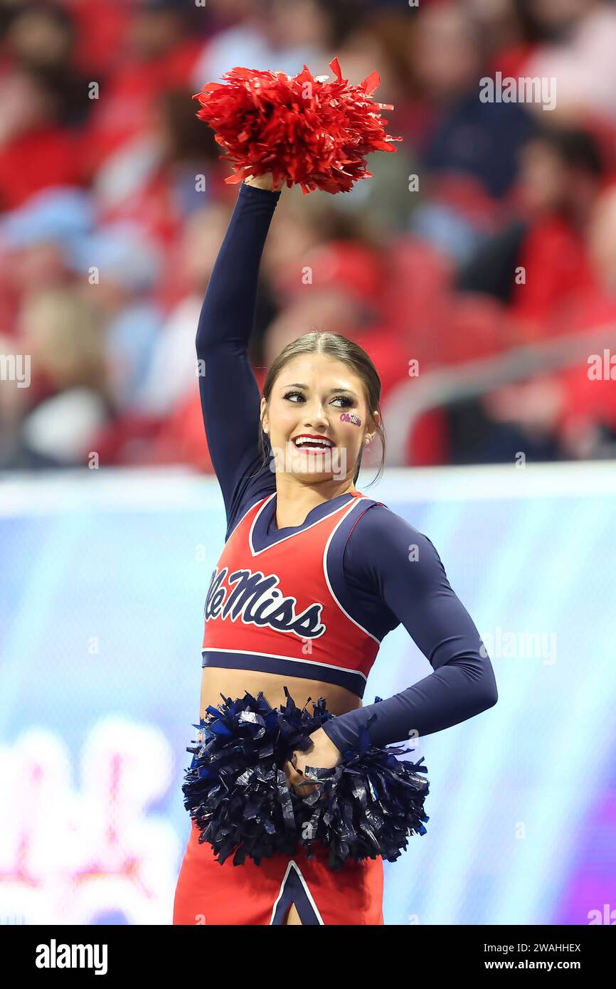 ATLANTA, GA - DECEMBER 30: An Ole Miss Rebels cheerleader during the ...
